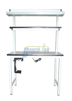 Modular Unistrut Workbench with Overhead Lamp | Bench-Tek Solutions
